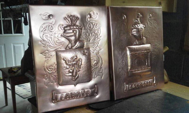 Family Crest Hammered Copper Heraldry or Anniversary Single - Etsy