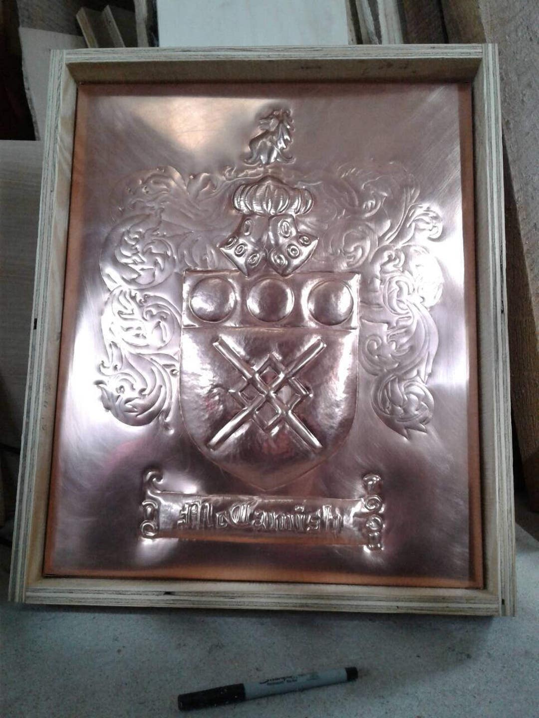 Family Crest Hammered Copper Heraldry or Anniversary Single Crest ...