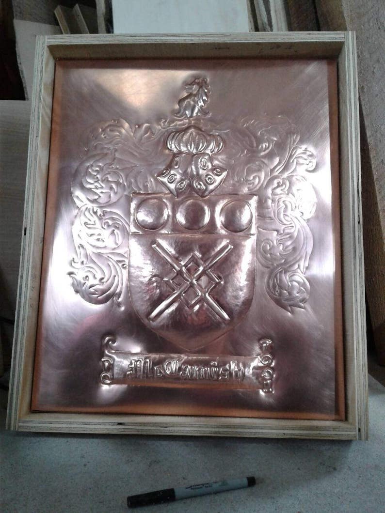 Family Crest Hammered Copper Heraldry or Anniversary Single - Etsy