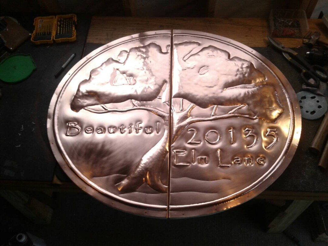 Hand Hammered Personalized Copper Address Sign - Etsy