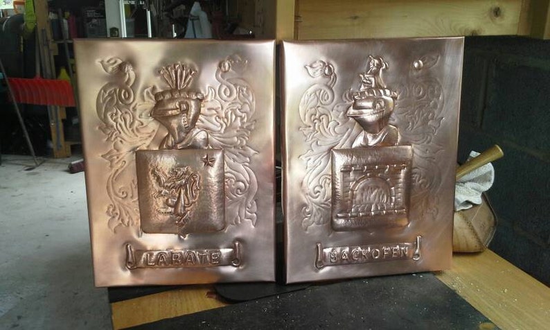 Family Crest Hammered Copper Heraldry or Anniversary Single | Etsy