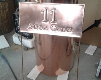 Hammered Copper House Address Plaque With Number | Etsy