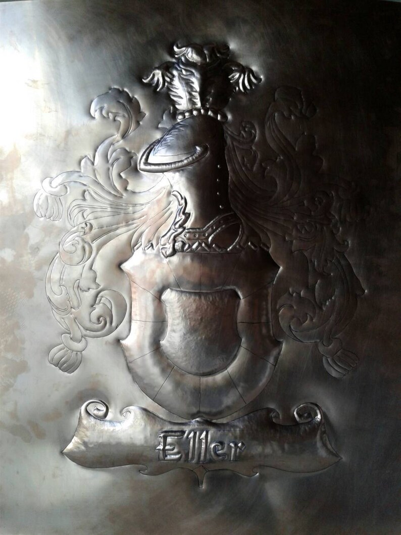 Family Crest Hammered Copper Heraldry or Anniversary Single Crest ...
