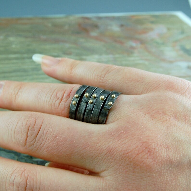 Gold Steel Rings Forged Steel Stacking Rings 18 KT Gold - Etsy Australia