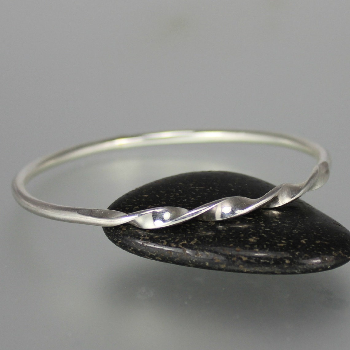 Sterling Silver Bangle Silver Twist Bangle Heavy Silver - Etsy UK