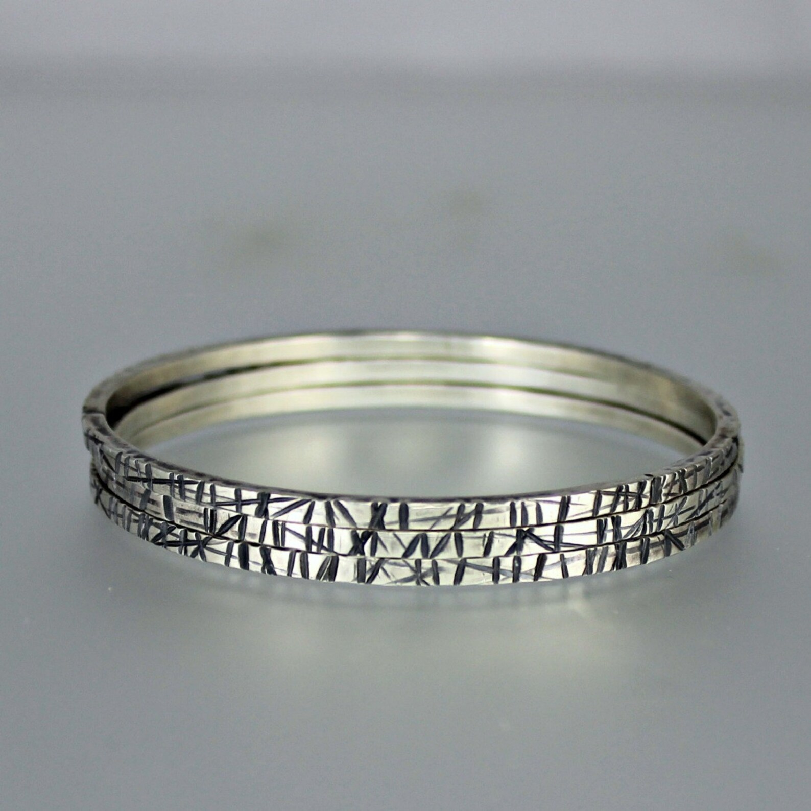 Silver Bangle - Stacking Bangles - Sterling Silver Bangles - Chiseled ...
