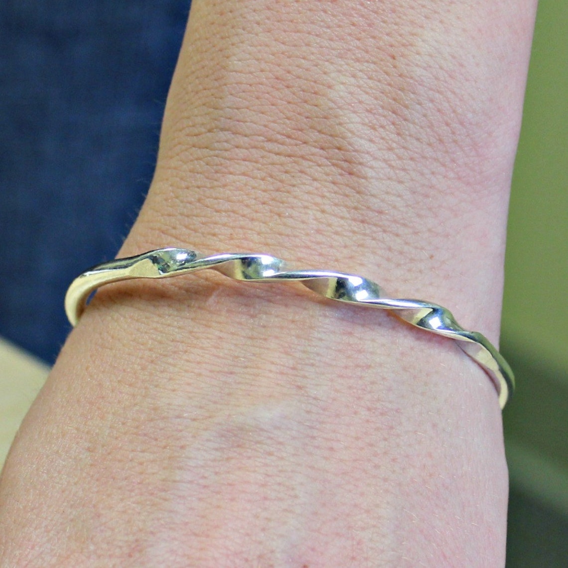 Sterling Silver Bangle Silver Twist Bangle Heavy Silver - Etsy UK