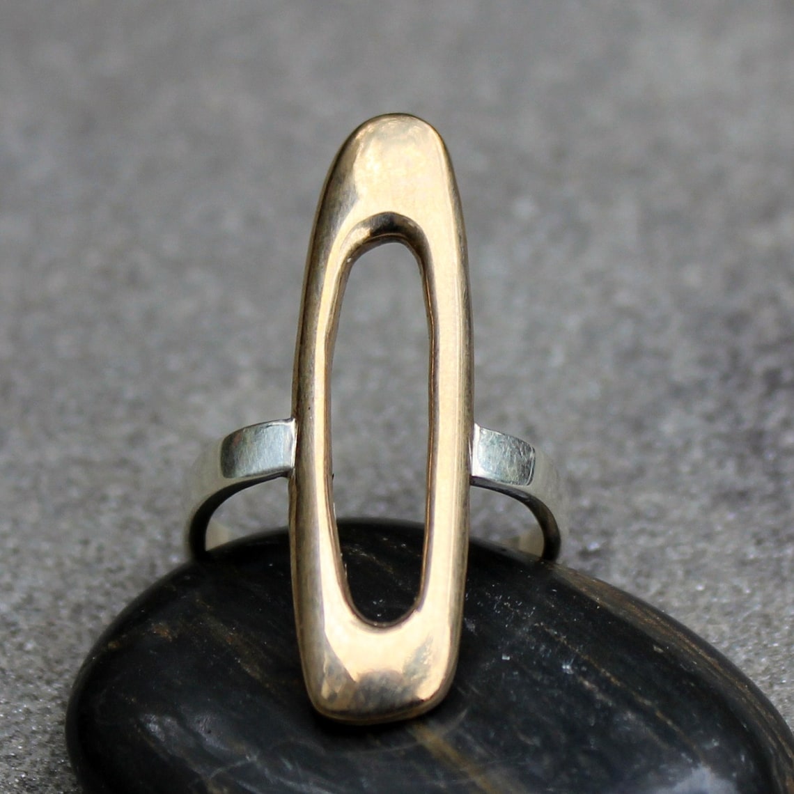 Bronze Ring Modern Bronze and Sterling Silver Ring Mod - Etsy