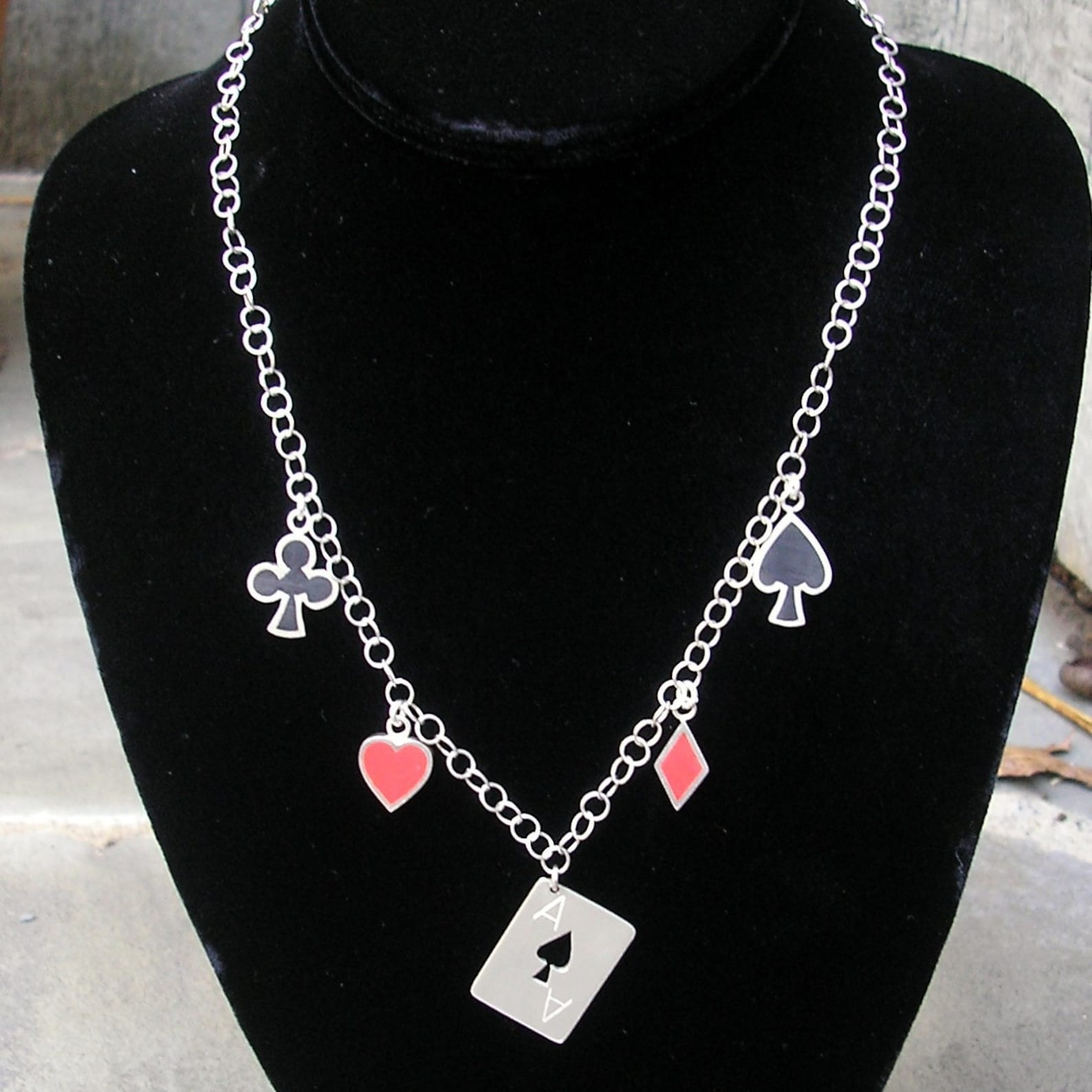 Casino Necklace - Lady Luck Necklace - Poker Necklace - Card Suit ...