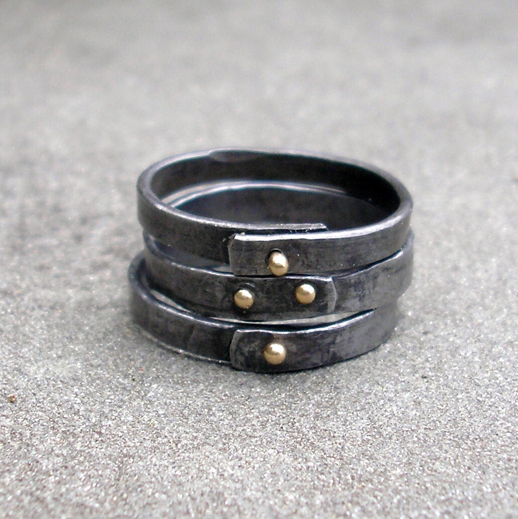 Gold Steel Rings Forged Steel Stacking Rings 18 KT Gold - Etsy Australia