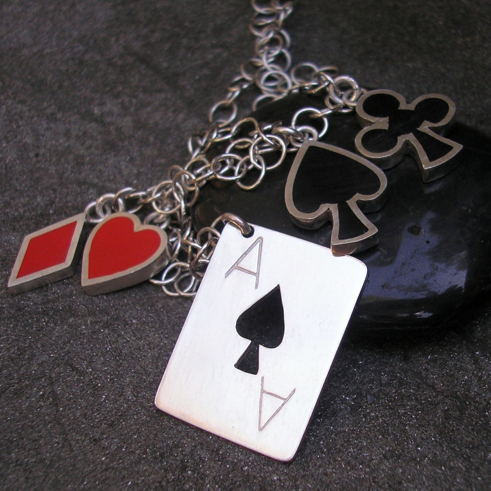 Casino Necklace - Lady Luck Necklace - Poker Necklace - Card Suit ...
