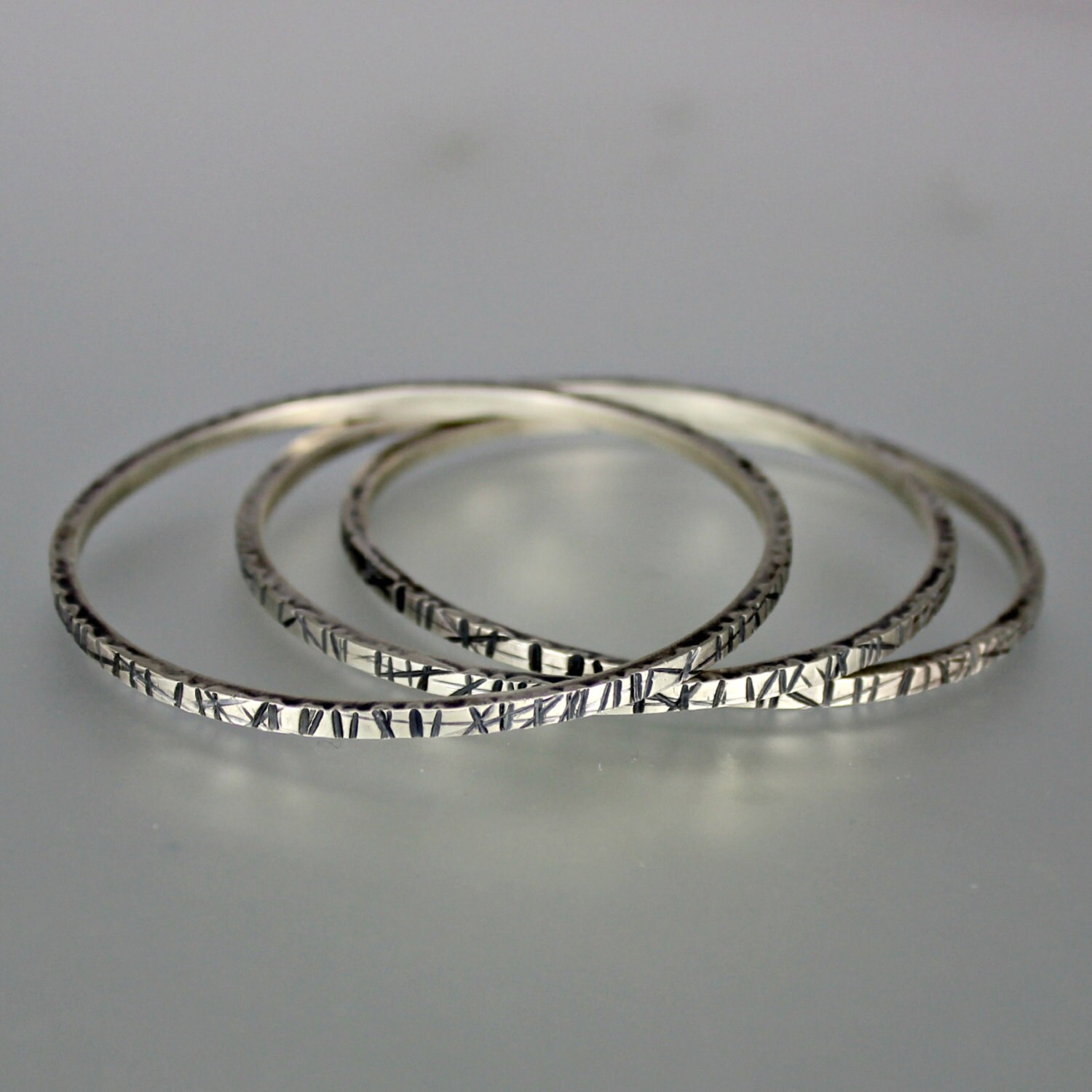 Silver Bangle Stacking Bangles Sterling Silver Bangles Chiseled Silver ...