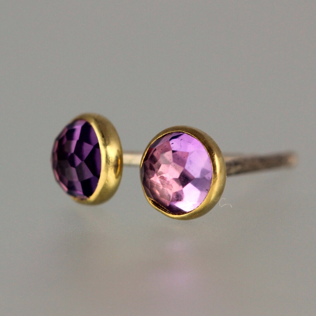 Studs de amatista Rose Cut Amethyst Posts Amethyst Gold Posts Rose Cut ...