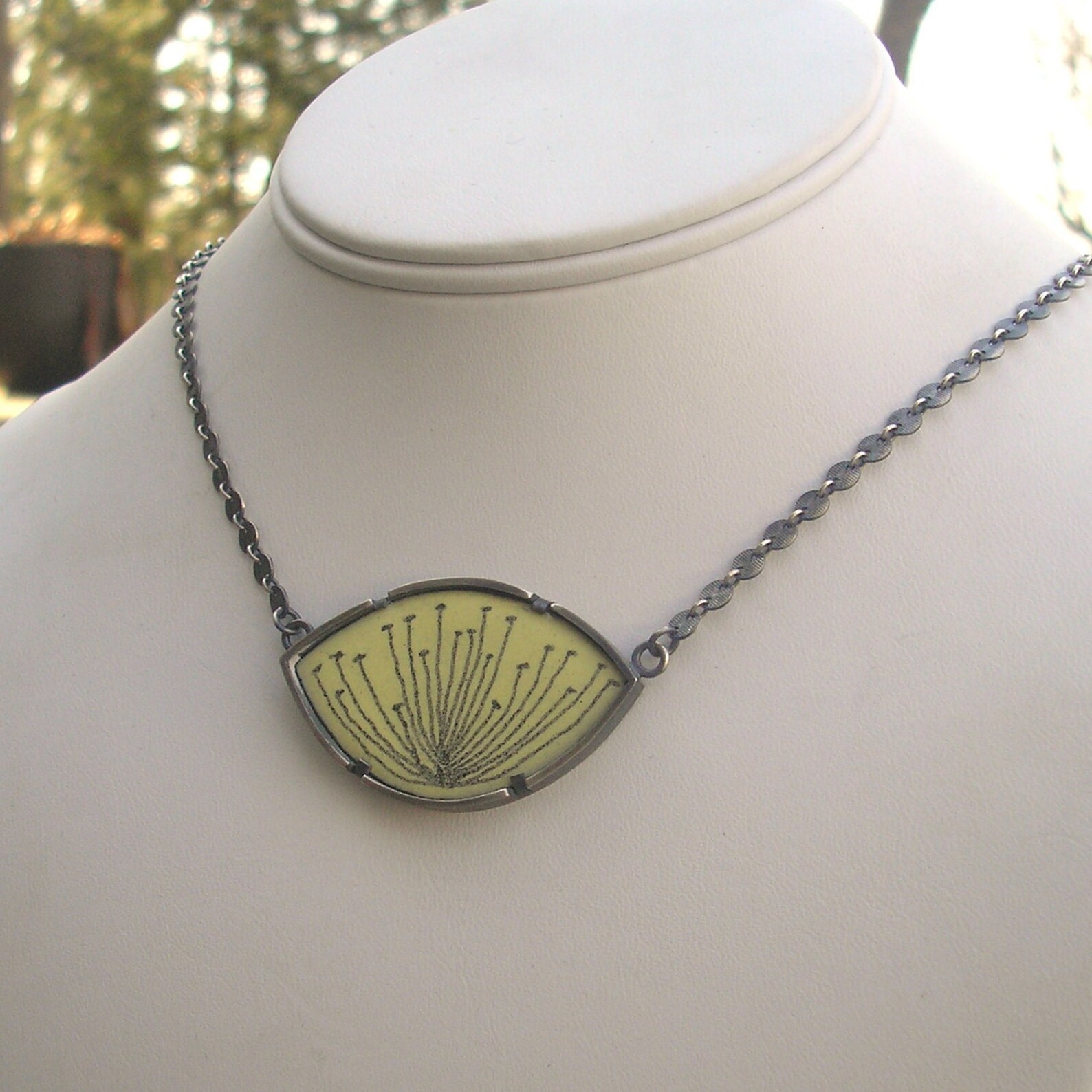 Enamel Dandelion Necklace Dandelion Necklace Pale Yellow | Etsy