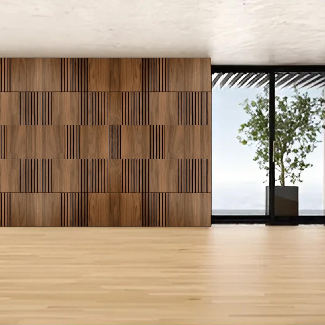 Dark Wood 3D Wall Panels: Modern Accent Wall Cladding - Etsy