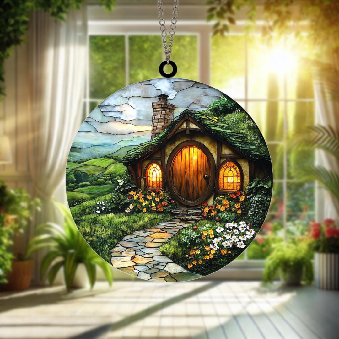 Whimsical Hobbit-style House Suncatcher Handmade Fantasy Window Decor ...
