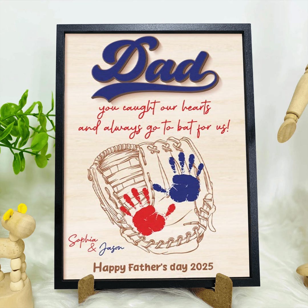 Custom Baseball Handprint Sign for Dad Personalized Fathers Day Gift ...