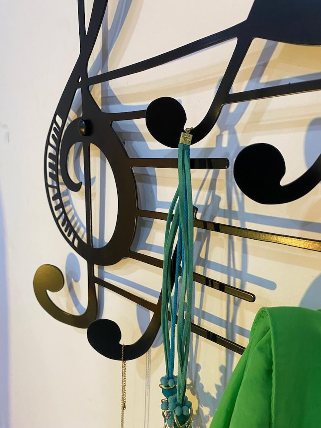 Metal Music Note Wall Mounted Coat Rack Hat Bag Holder Organizer for ...