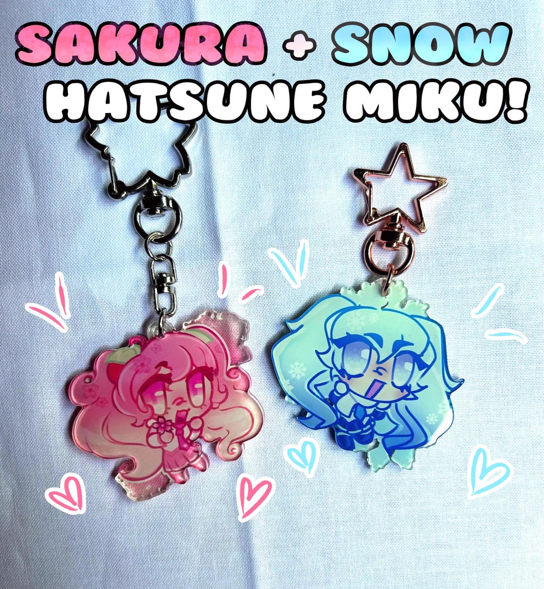 Sakura + Snow Miku Full-bleed Acrylic Keychains - Etsy