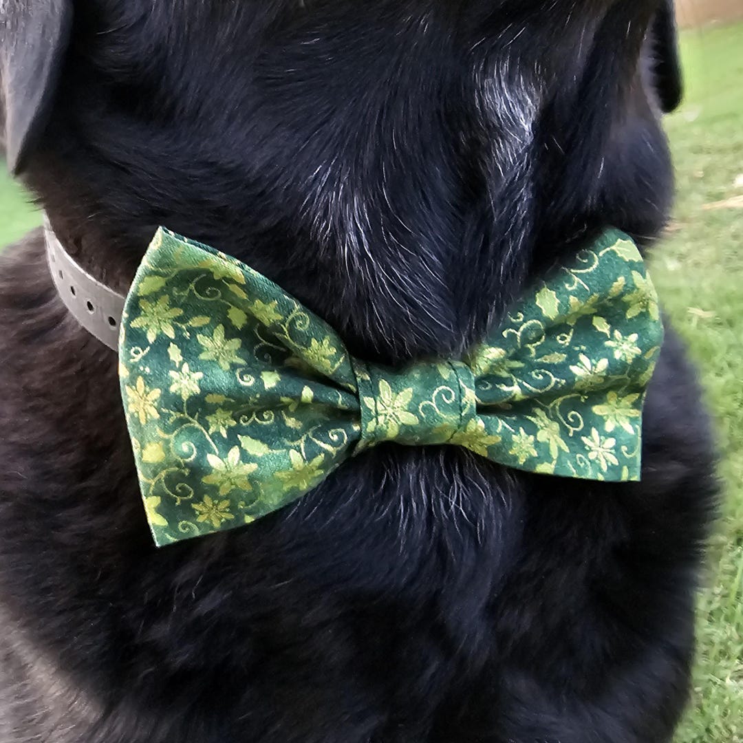 Green and Gold Holly Dog Bow Tie Slides on a Collar Small & Large - Etsy