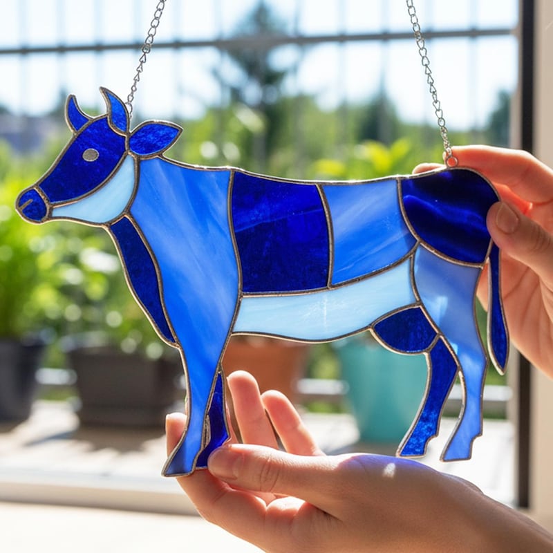 Stained Glass Cow - Etsy
