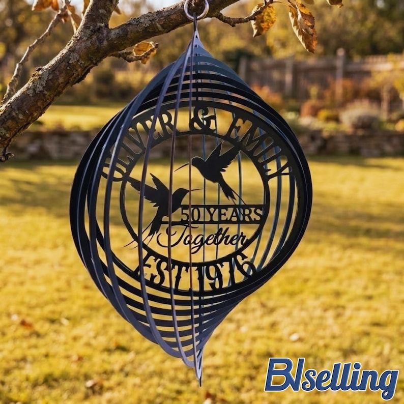 Personalized Hummingbird Metal Wind Spinner, Custom 50th Anniversary ...