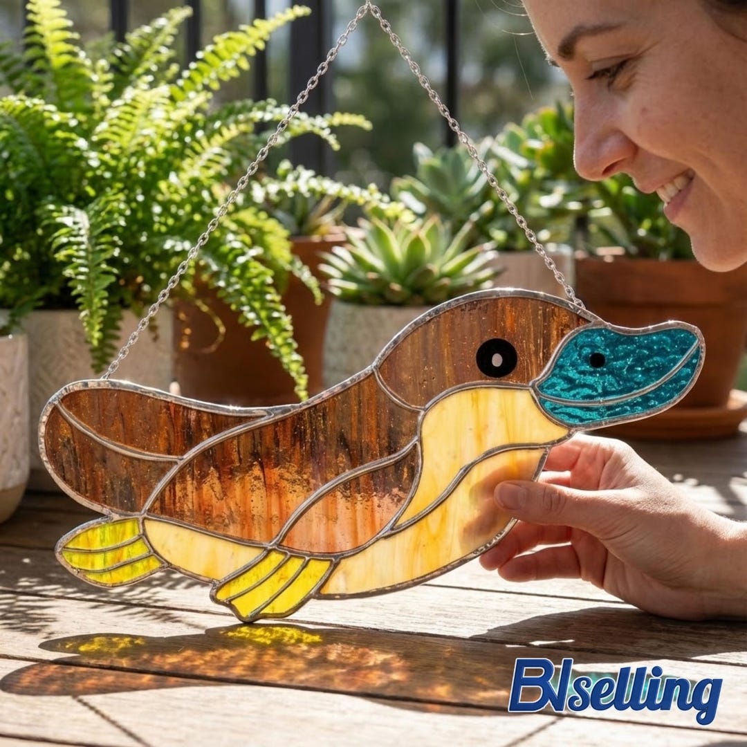 Personalized Platypus Stained Glass Suncatcher, Custom Handmade Animal ...