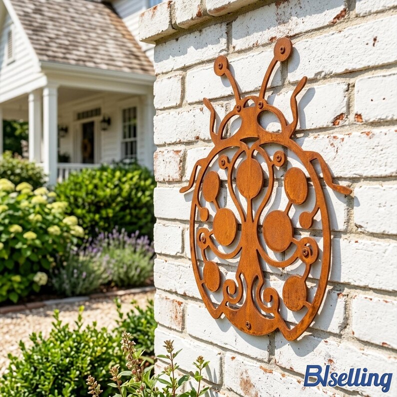 Custom Ladybug Rusted Steel Wall Art, Personalized Outdoor Garden Decor ...