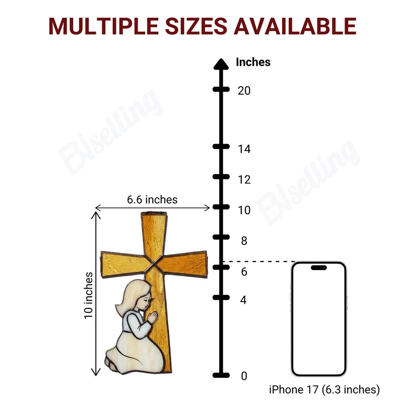 Personalized Praying Girl Cross Stained Glass Suncatcher, Handmade ...