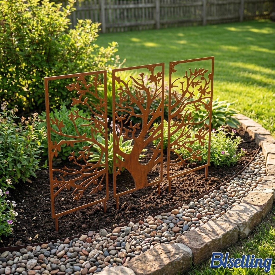 Set of 3 Rusted Tree of Life Garden Stakes, Gardener Gift - Etsy