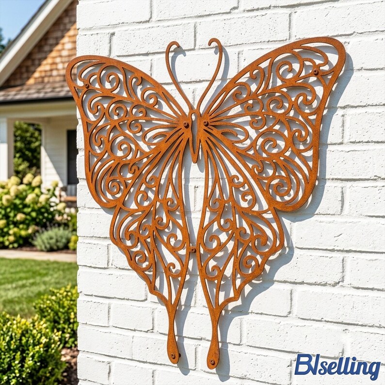 Custom Butterfly Rusted Steel Wall Art, Personalized Garden Metal Decor ...