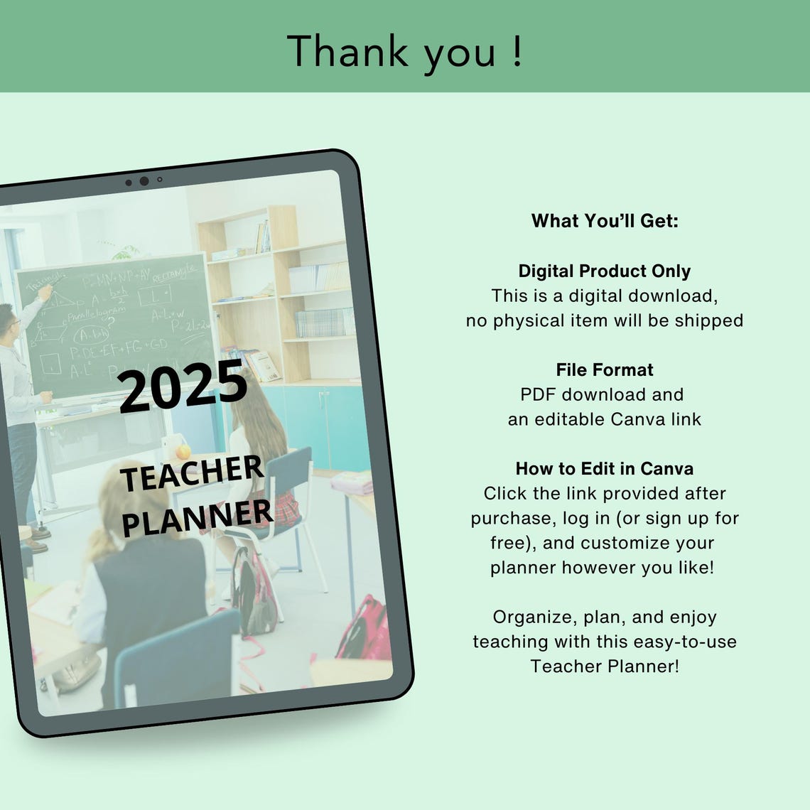 2025 Teacher Planner, Daily Weekly Monthly Planner, Classroom Organizer ...