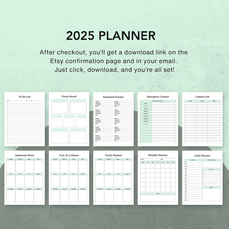 2025 Planner Digital, Weekly Planner, Monthly Planner, Goal Setting ...