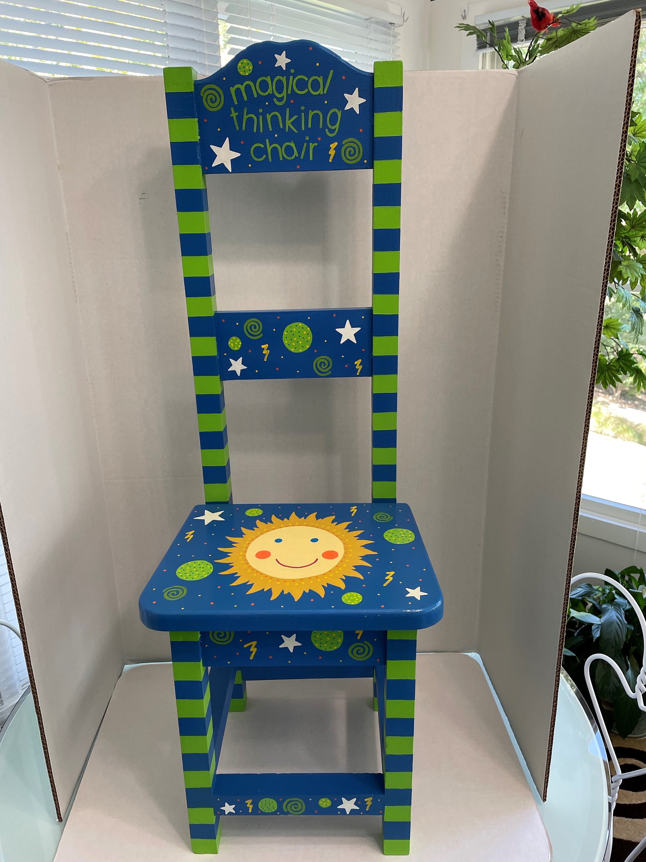 Childs Blue & Green Whimsical Magical Thinking Chair - Etsy