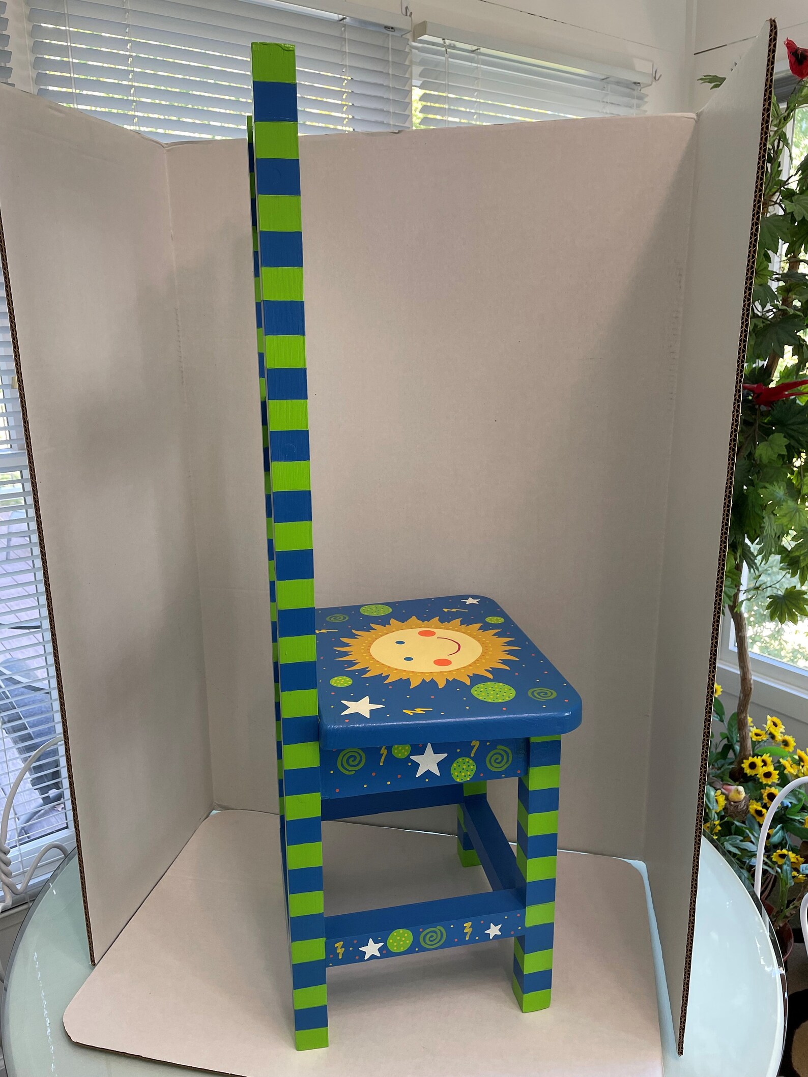 Childs Blue & Green Whimsical Magical Thinking Chair - Etsy
