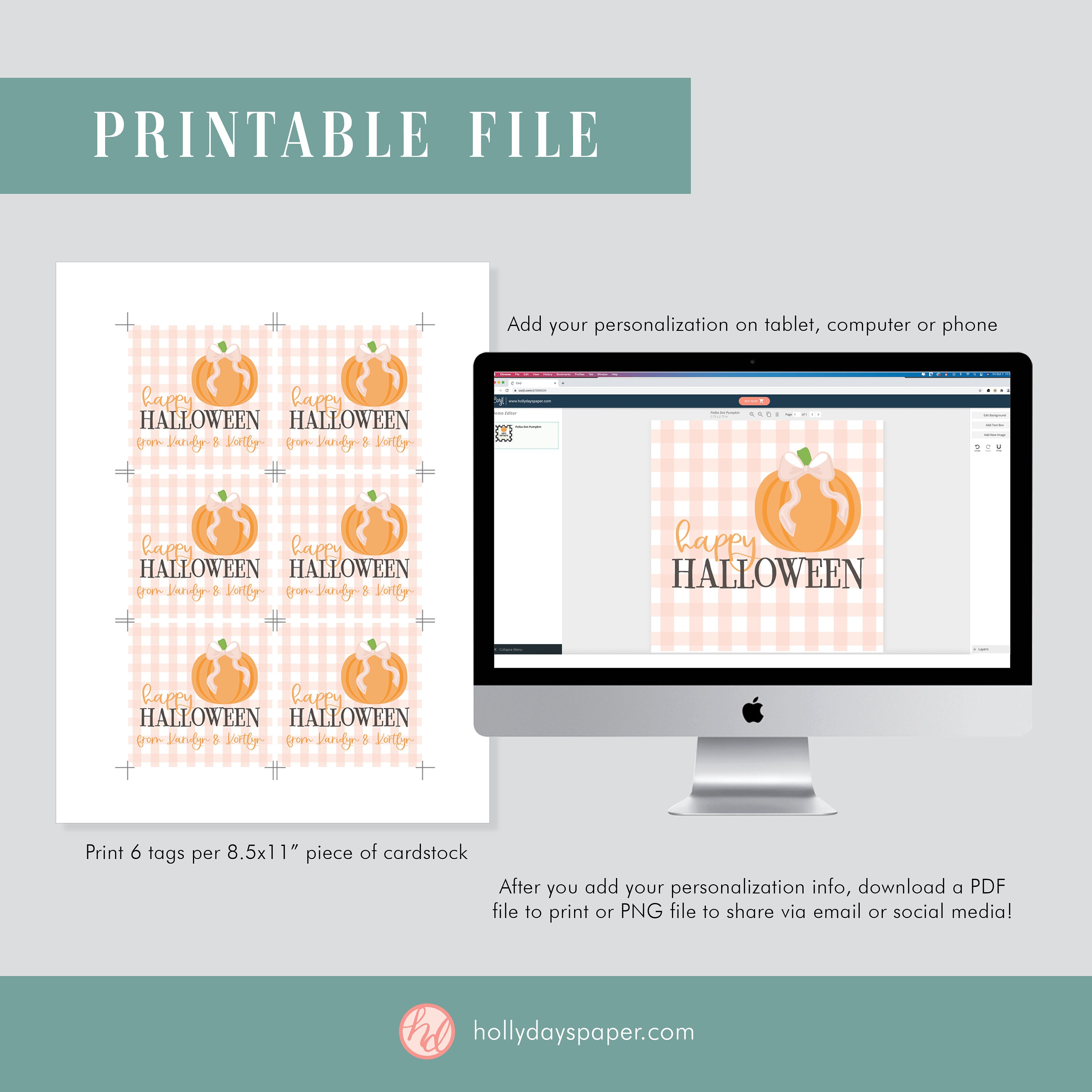 Editable Halloween Favor Tags / Pumpkin Gift Tags / Trick or Treat ...