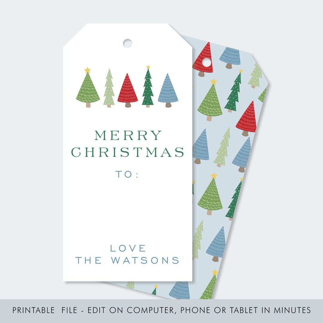 Printable Christmas Gift Tag / Christmas Tree Tag / Instant Download ...