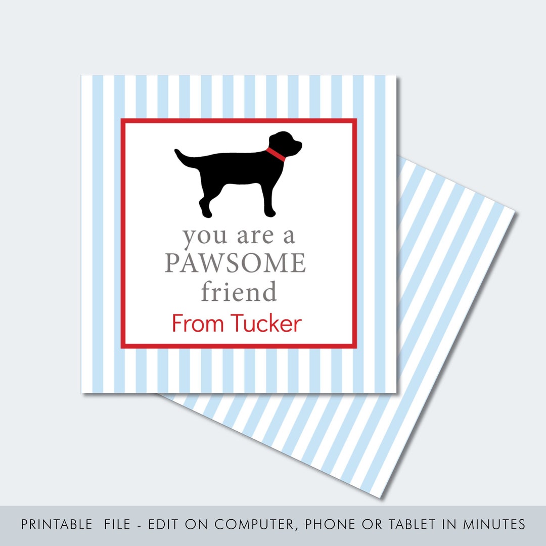 Printable Dog Valentine | Editable Puppy Gift Tag (digital Download) - Etsy