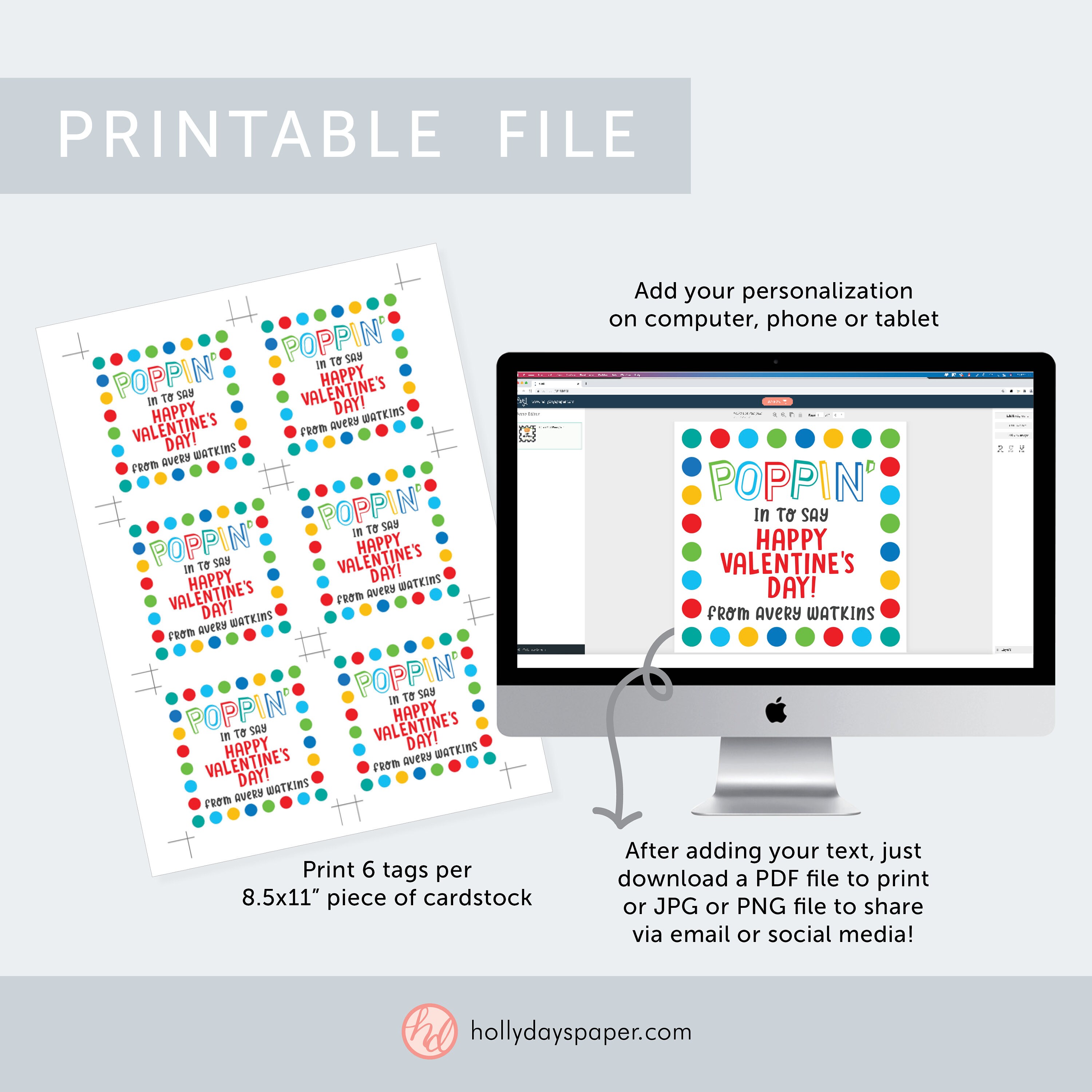 Printable Popper Valentine / Popper Valentine Printable / Poppin ...