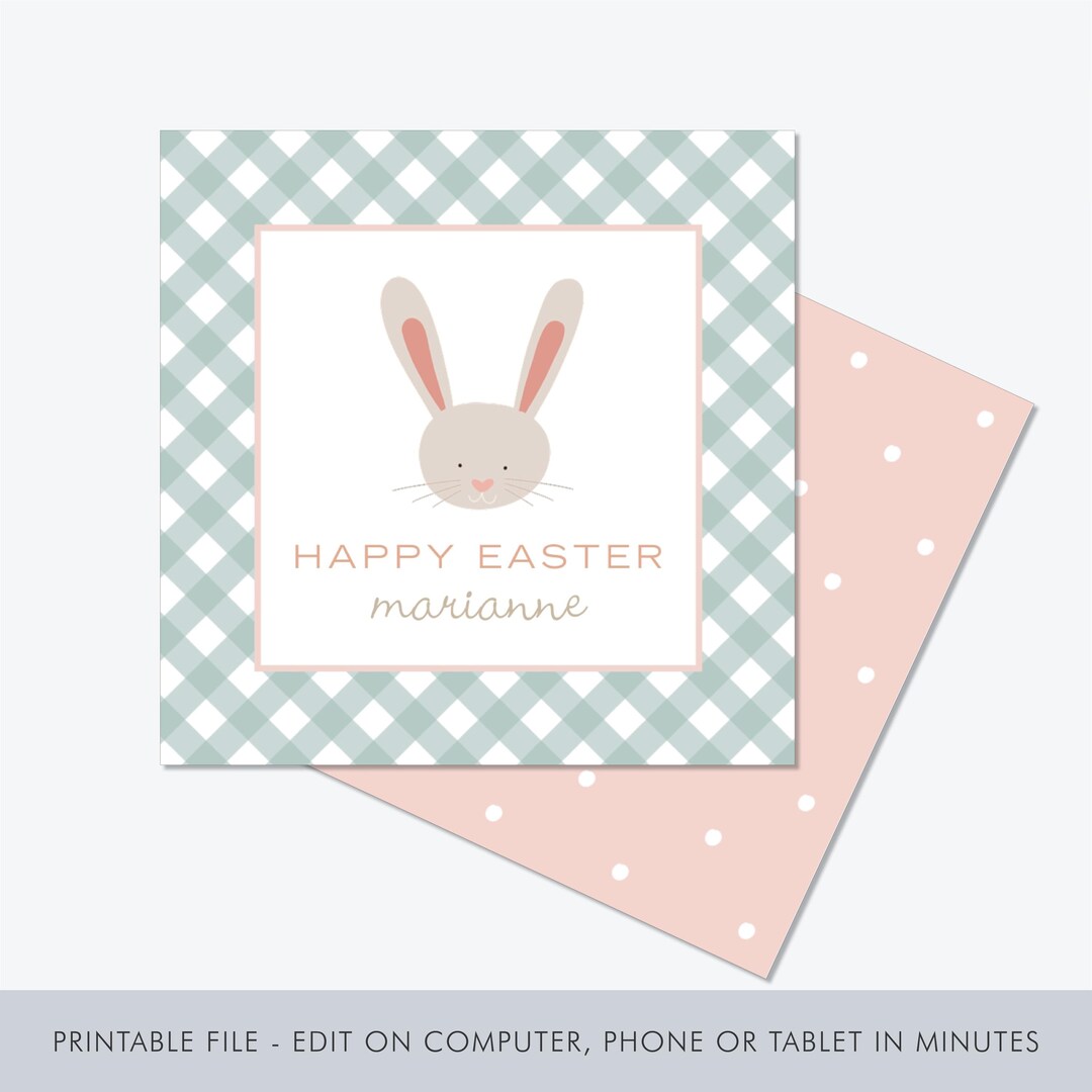 Printable Bunny Gift Tag, Editable Easter Tag (digital Download) - Etsy