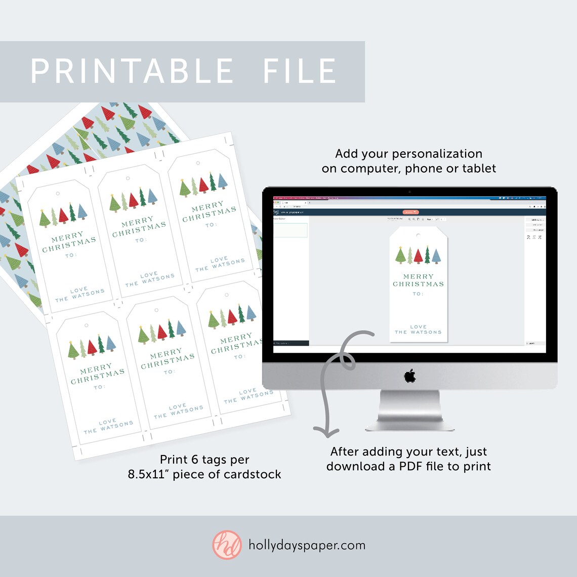 Printable Christmas Gift Tag / Christmas Tree Tag / Instant Download ...