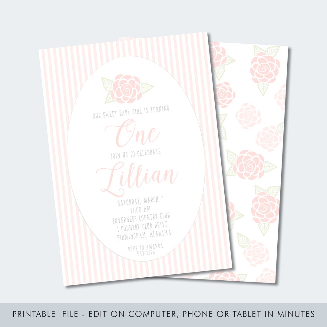 Printable Floral Birthday Invitation Digital Download / Instant ...