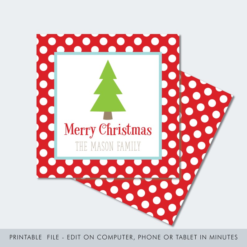 Editable Christmas Gift Tag, Polka Dot Design (digital Download) - Etsy