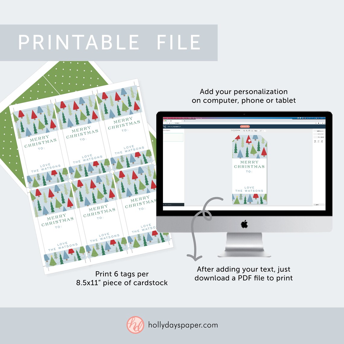 Printable Christmas Gift Tag / Christmas Tree Tag / Instant - Etsy