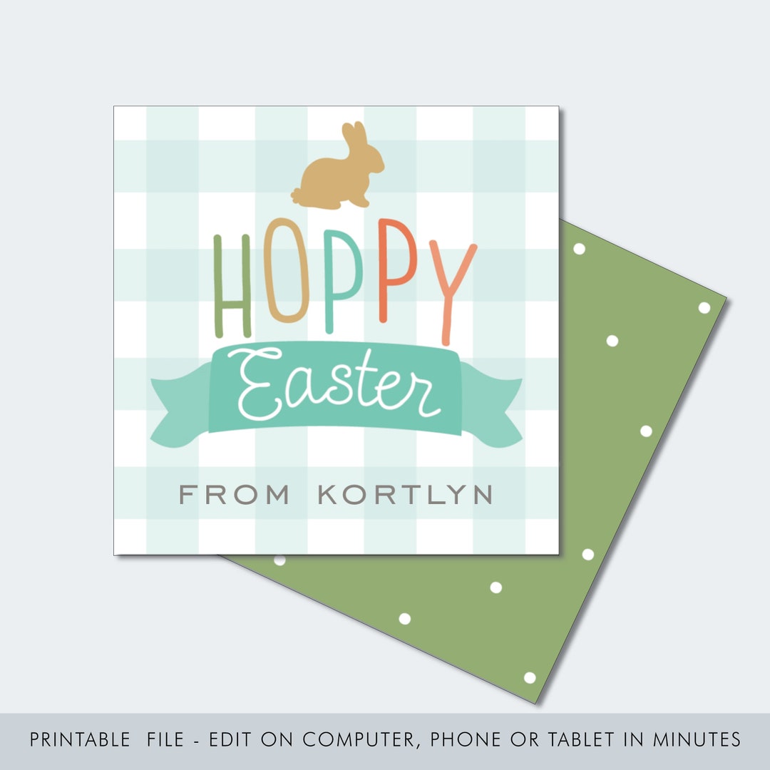 Printable Hoppy Easter Printable / Rabbit Easter Tag / Hoppy Easter Tag ...
