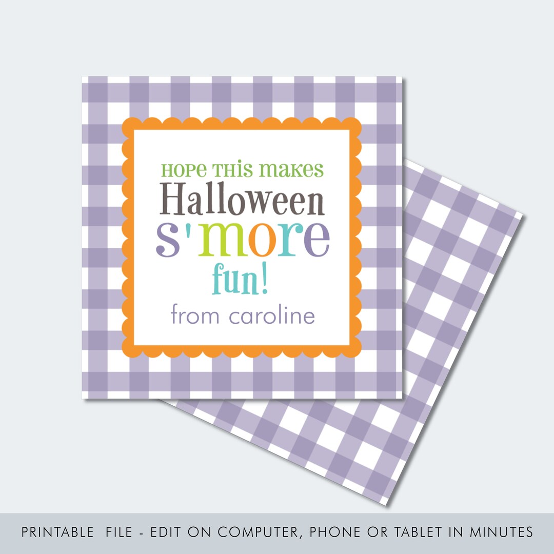 Editable Printable Halloween Favor Tags / Halloween Tags / S'mores ...