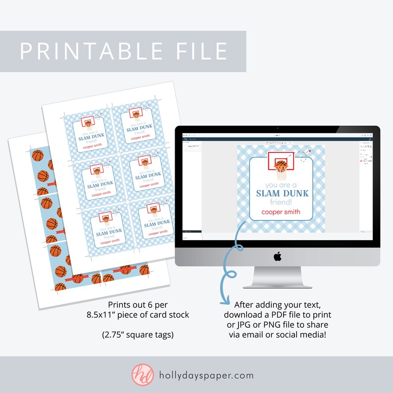 Printable Basketball Valentine Printable / Slam Dunk Printable ...