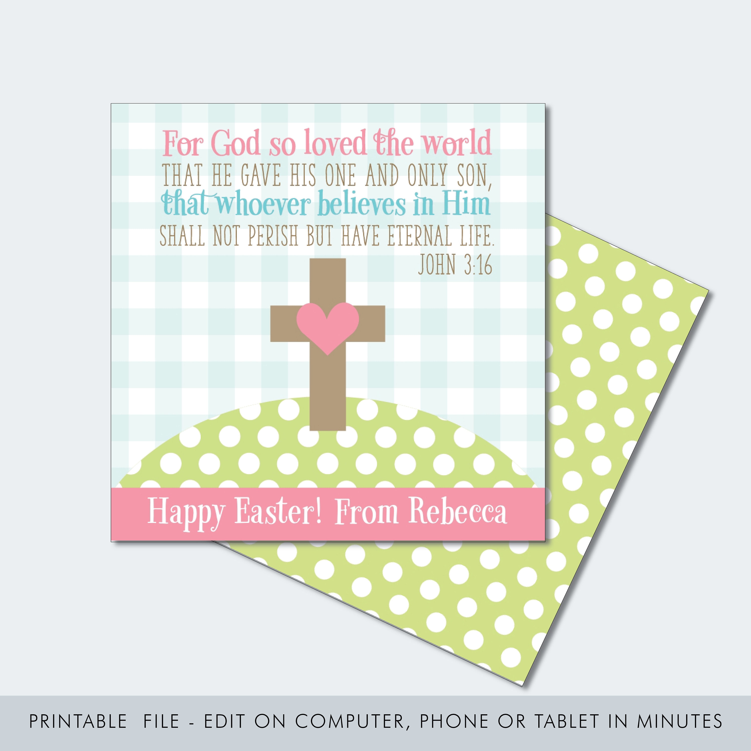 Printable Cross Easter Printable / Christian Easter Tag / - Etsy