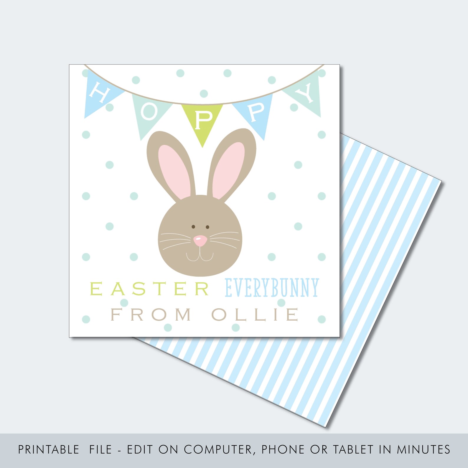 Printable Hoppy Easter Printable / Easter Bunny Tag / Easter Tag ...
