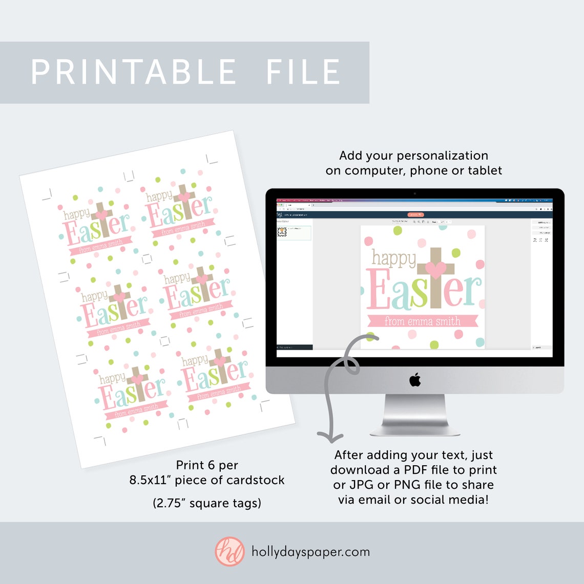 Printable Cross Easter Printable / Christian Easter Tag / - Etsy